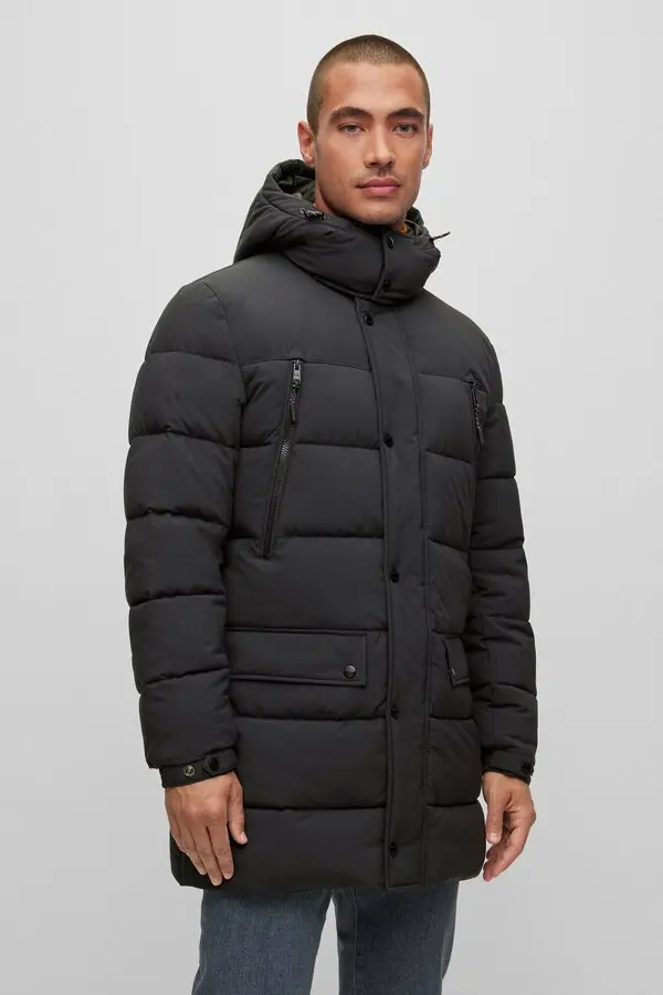 Hugo Boss Padded Longline Jacket With Removable Hood