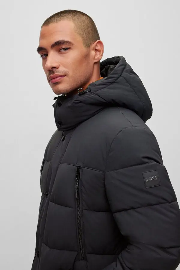 Hugo Boss Padded Longline Jacket With Removable Hood