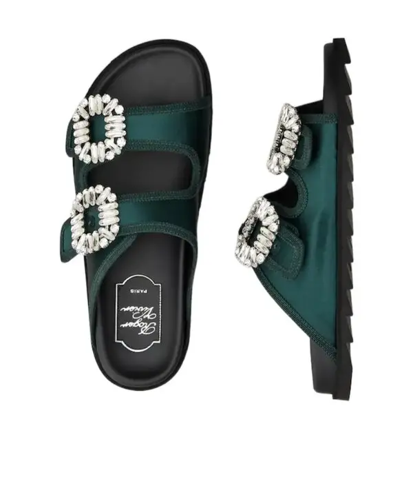 ROGER VIVIER Slidy Viv Mules With Crystal Buckles - Black