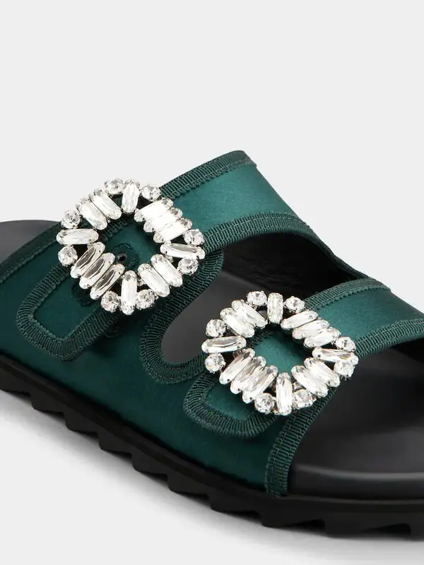 ROGER VIVIER Slidy Viv Mules With Crystal Buckles - Black