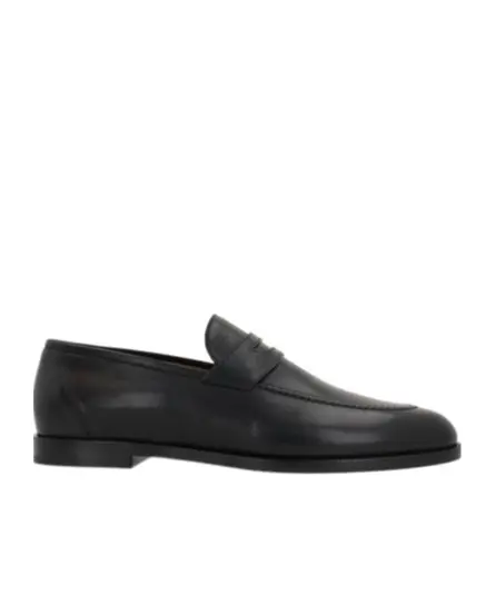 Loro Piana Sergio Round Toe Loafers - Black