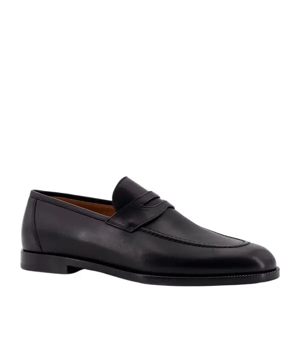Loro Piana Sergio Round Toe Loafers - Black
