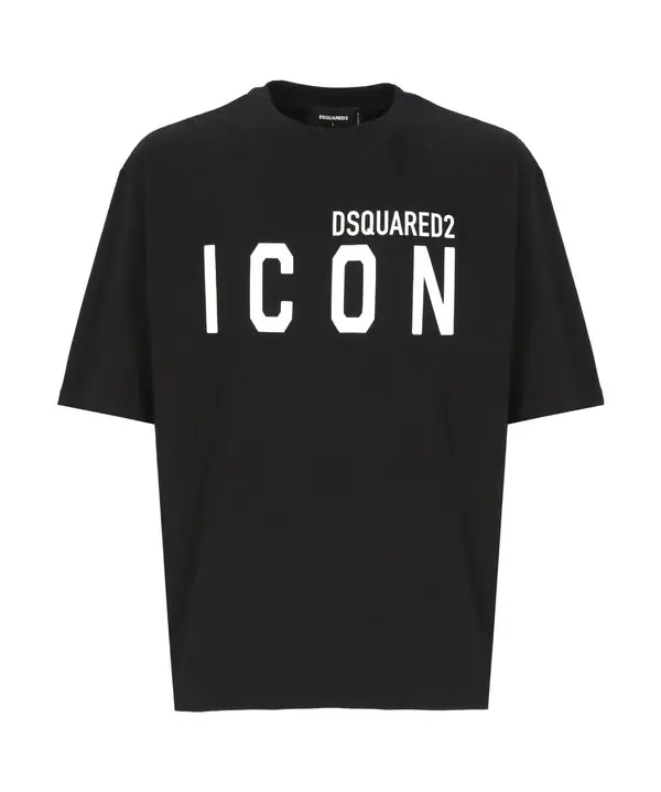 Dsquared2 Icon Logo Printed Crewneck T-shirt - Black