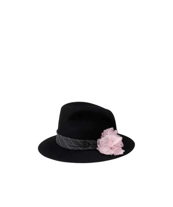 MAISON MICHEL Furfelt Flower Hat - Black