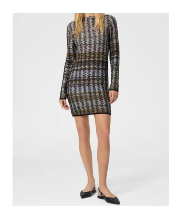 Missoni Long Sleeve Sequin Embellished Crewneck Mini Dress