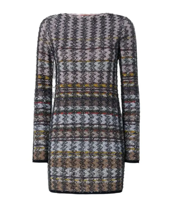 Missoni Long Sleeve Sequin Embellished Crewneck Mini Dress - Multicolour