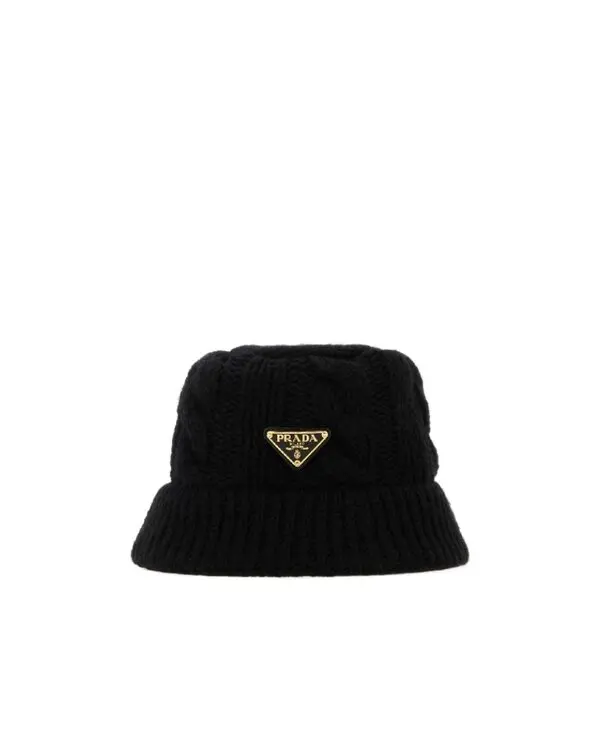 Prada Cable-knit Bucket Hat - Black