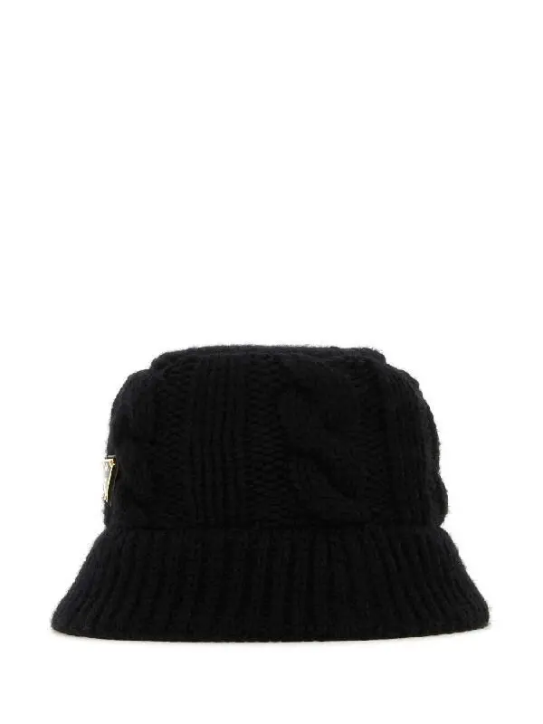 Prada Cable-knit Bucket Hat - Black