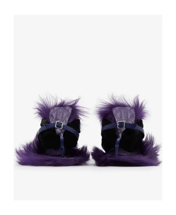 Burberry Step Post Leather Sandals With Woolen Trim