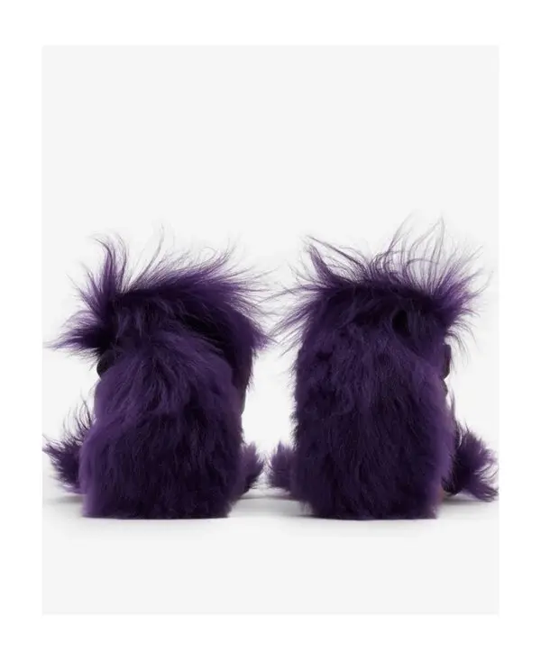 Burberry Step Post Leather Sandals With Woolen Trim