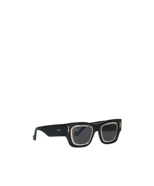 Loewe Rectangular Frame Sunglasses With Logo Detail - Black