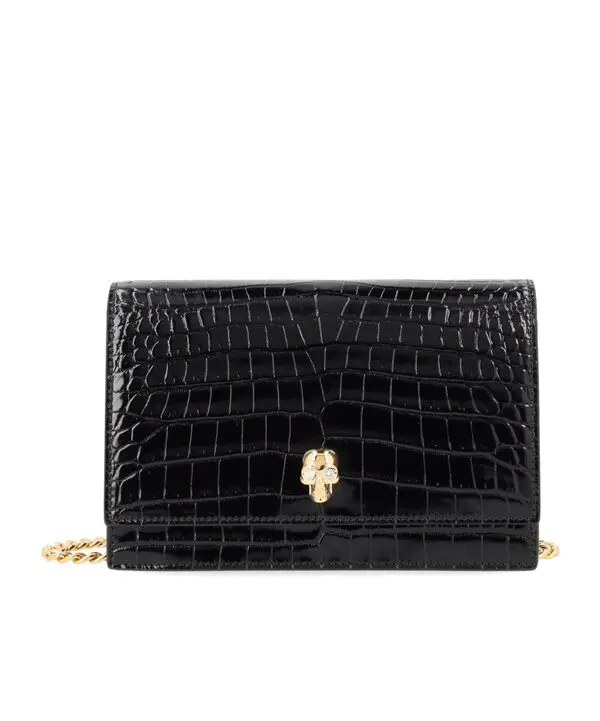 Alexander McQueen Small Skull Embossed Shoulder Bag - Black