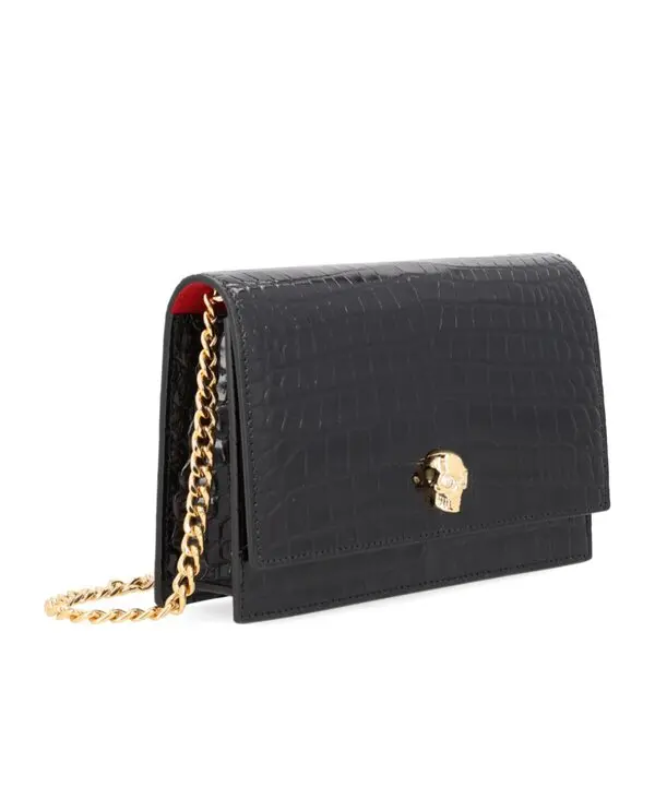 Alexander McQueen Small Skull Embossed Shoulder Bag - Black