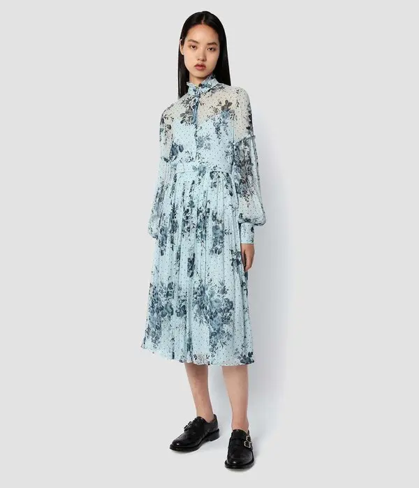 Erdem Pleated Mid-length Skirt With Rose Prints