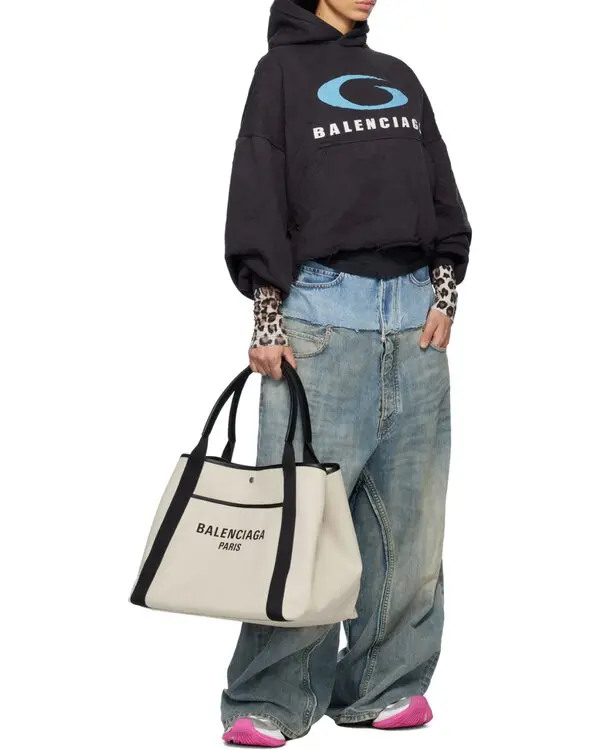 Balenciaga Biarritz Large Tote Bag - Beige/black