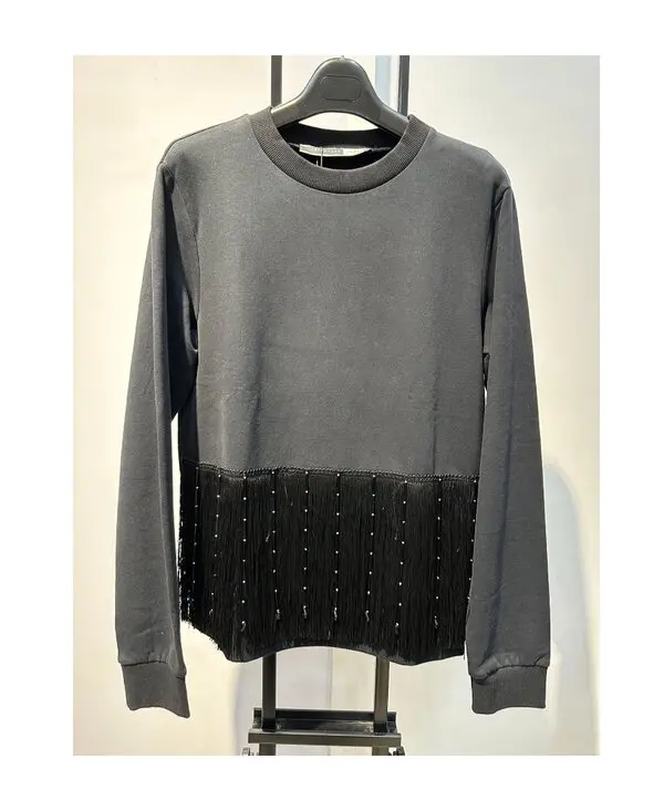 Sportmax Round Neck Pullover With Embellished Fringe