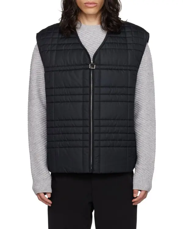 WOOYOUNGMI Quilted Zipper Vest - Black