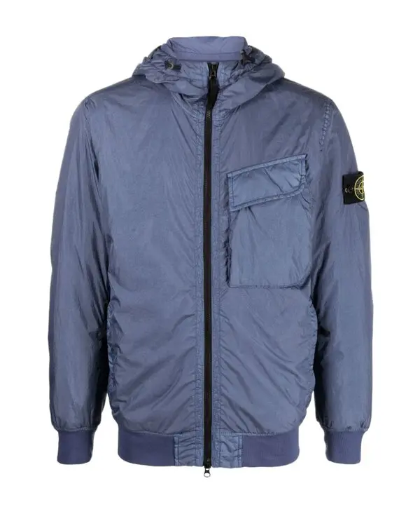 Stone Island Logo Patch Zip-up Padded Jacket - Air Force Blue