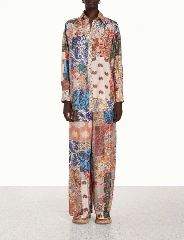 Zimmermann Devi Patchwork Wide-leg Trousers