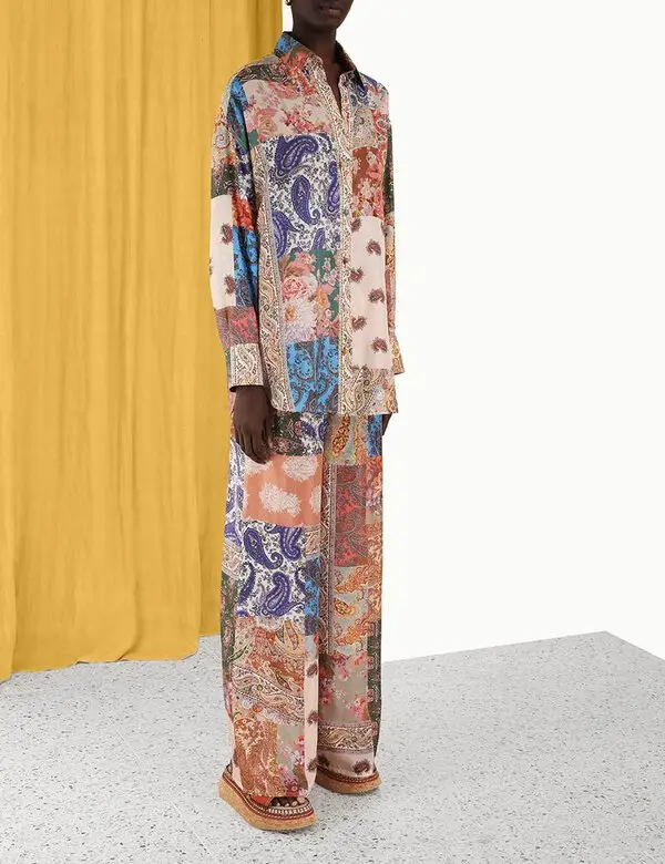 Zimmermann Devi Patchwork Wide-leg Trousers