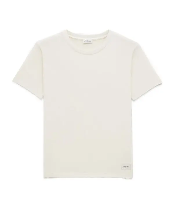 Saint Laurent Logo Patch Crewneck T-shirt - Blanc