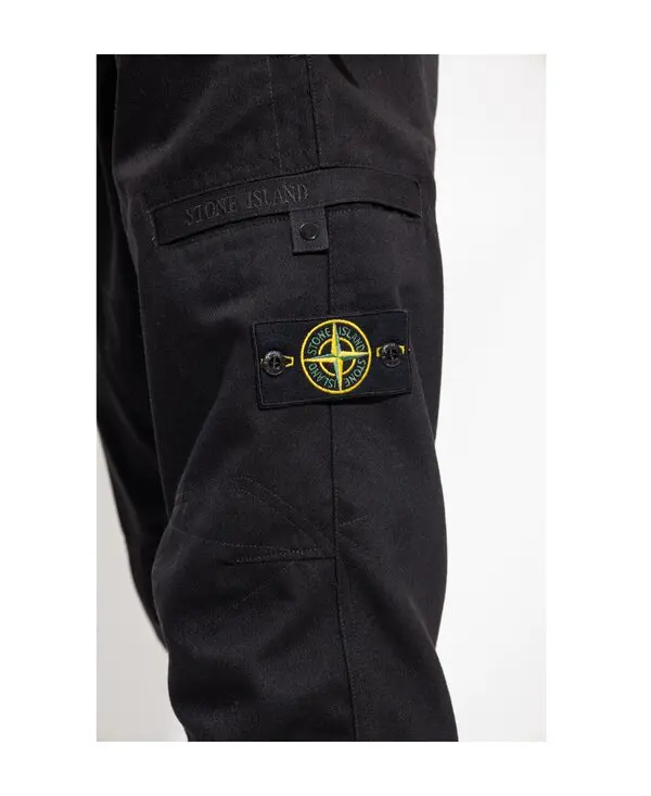 Stone Island Logo Patch Tapered Trousers