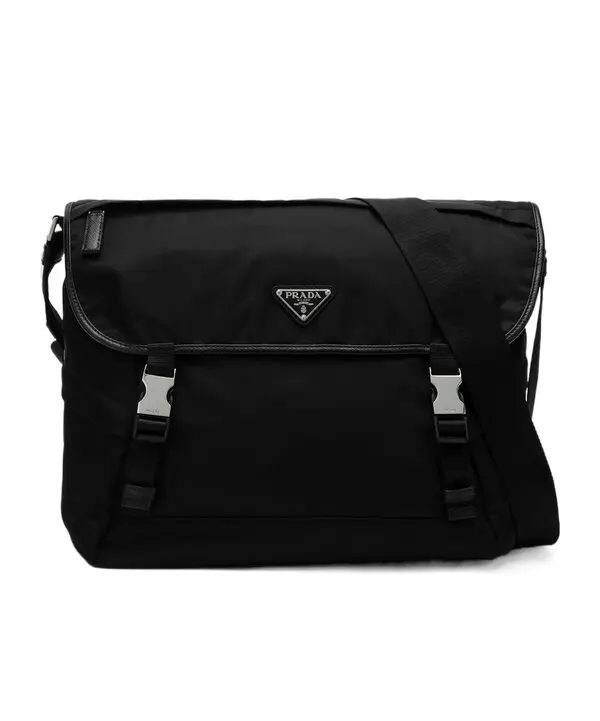 Prada Re-nylon Crossbody Bag With Triangle Logo - Black