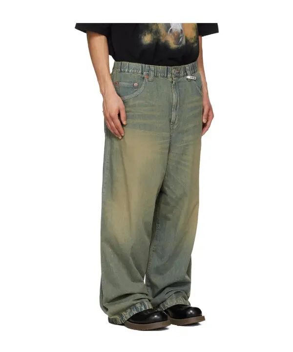 Mihara Yasuhiro Drawstring Wide Jeans - Blue