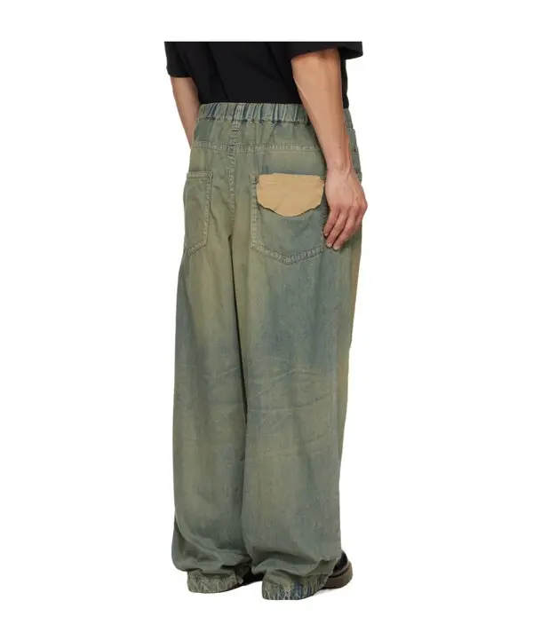 Mihara Yasuhiro Drawstring Wide Jeans - Blue