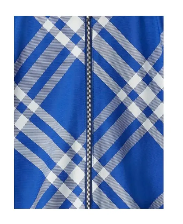 Burberry Checked Hooded Zip-up Jacket