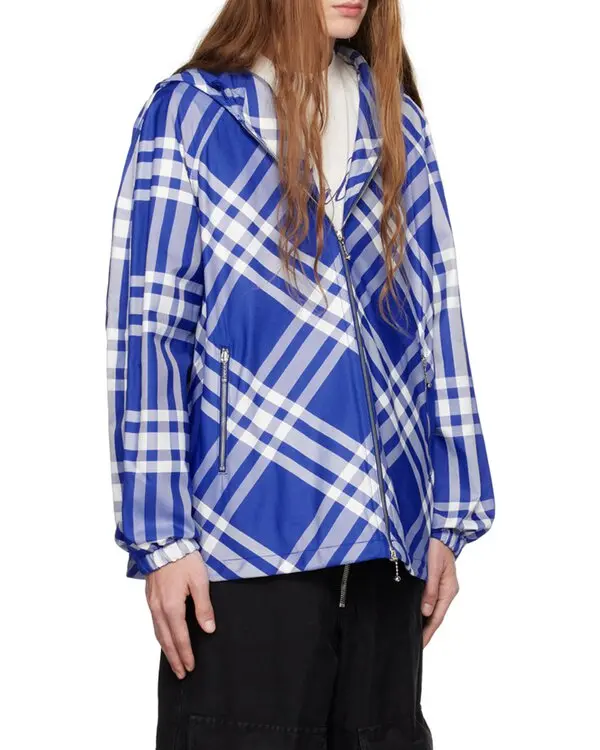 Burberry Checked Hooded Zip-up Jacket