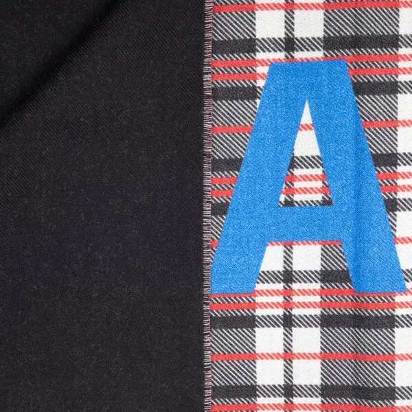 Balenciaga Logo Print Check Scarf