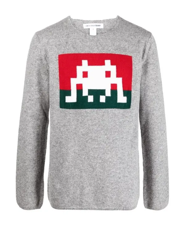Comme Des Garçons Graphic Print Jumper - Gray