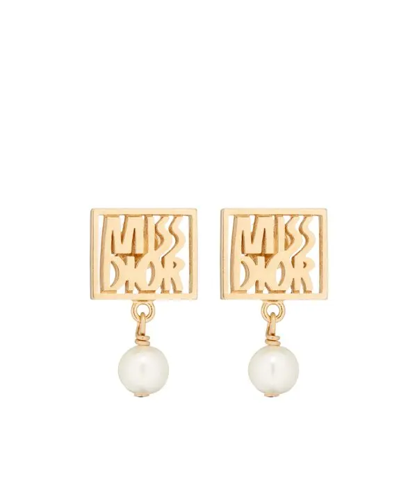 Dior Miss Drop Earrings With Pearl - Golden