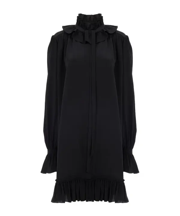 Chloé Long Sleeve Mini Dress With Ruffled High Neck
