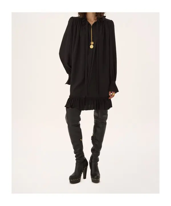 Chloé Long Sleeve Mini Dress With Ruffled High Neck