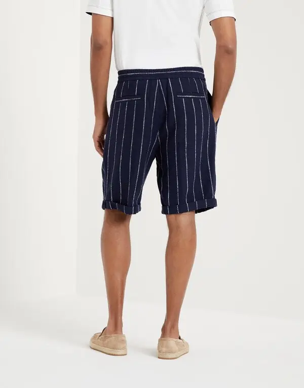 Brunello Cucinelli Pinstriped Double-grain Bermuda Shorts