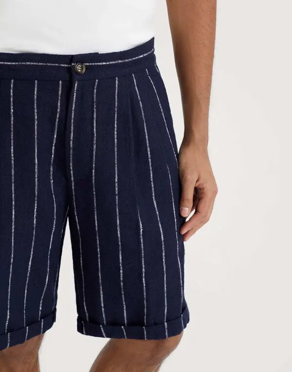Brunello Cucinelli Pinstriped Double-grain Bermuda Shorts