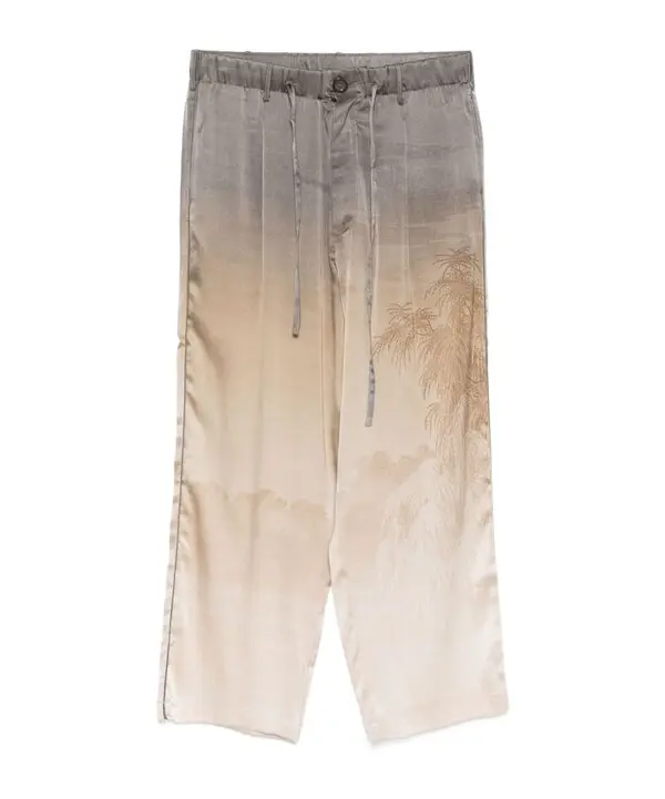 PIERRE-LOUIS MASCIA Printed Drawstring Waist Pants - Nude