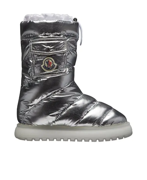 Moncler Padded Logo Patch Boots - Silver