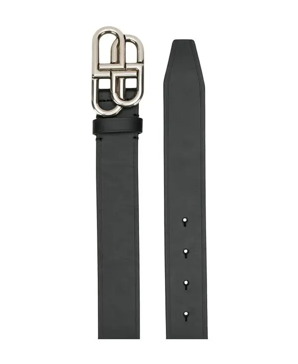 Balenciaga Bb Logo Belt With Silver Buckle