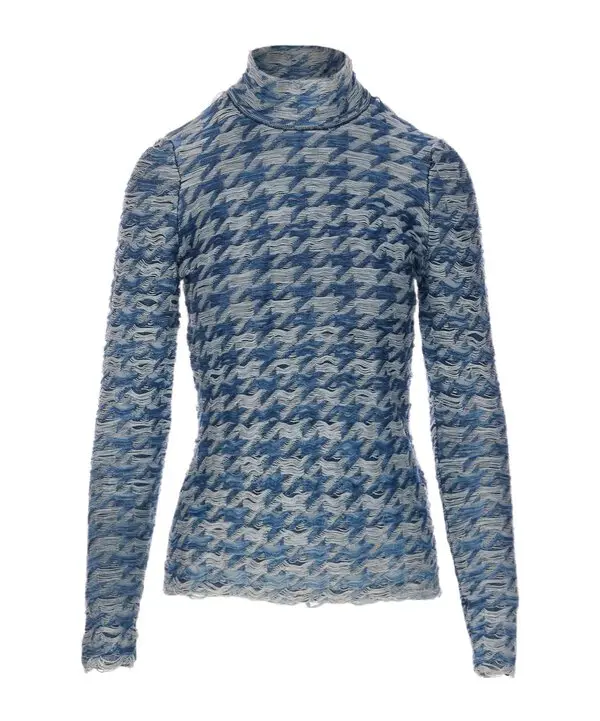DIESEL® Houndstooth Patterned Turtleneck Sweater