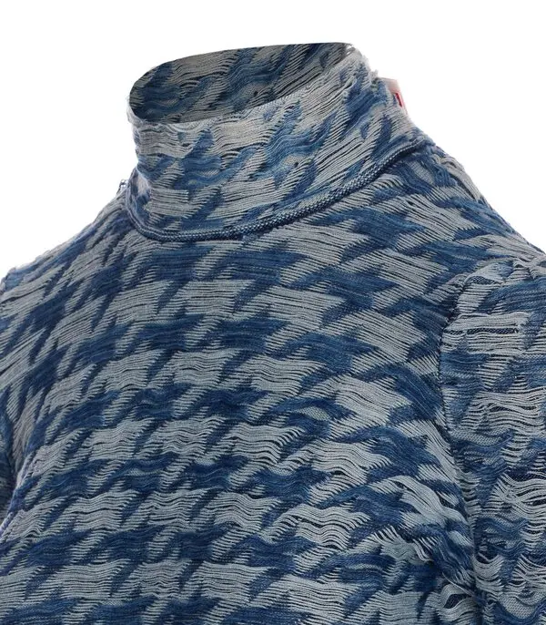 DIESEL® Houndstooth Patterned Turtleneck Sweater