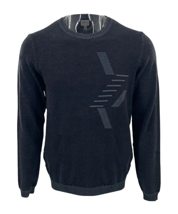 Emporio Armani Round Neck Long Sleeve Sweater - Black