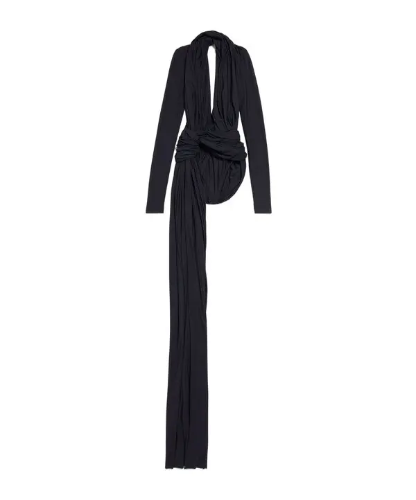 Balenciaga Asymmetrical Open-back Draped Dress - Black