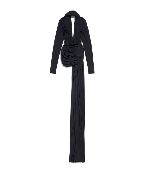 Balenciaga Asymmetrical Open-back Draped Dress