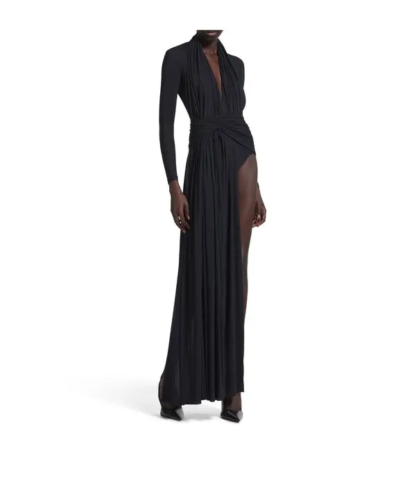 Balenciaga Asymmetrical Open-back Draped Dress