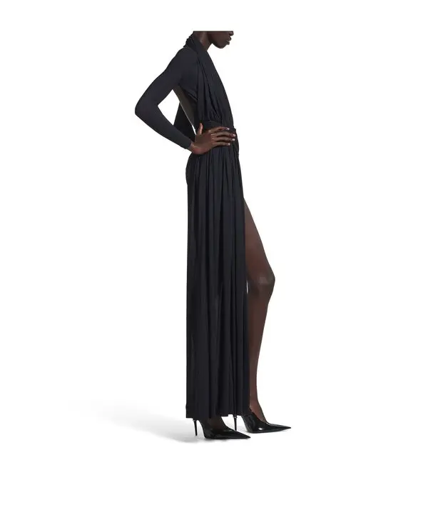 Balenciaga Asymmetrical Open-back Draped Dress
