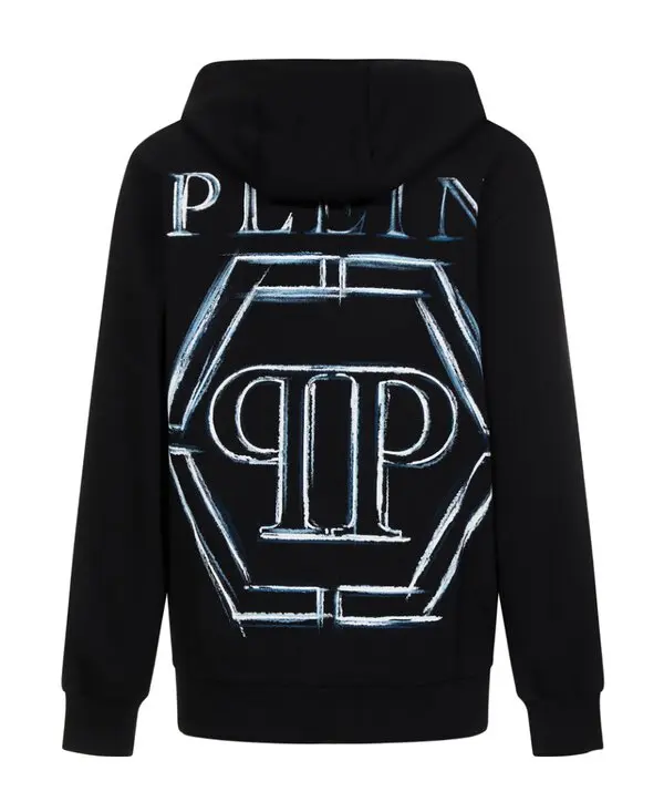 Philipp Plein Logo Printed Long Sleeve Hoodie
