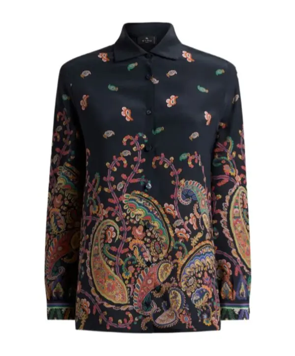 Etro Floral Paisley Printed Long Sleeve Shirt - Blue